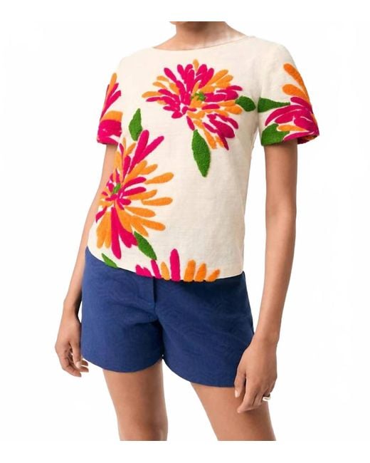 Trina Turk Siona Embroidered Flowers Top in Blue | Lyst