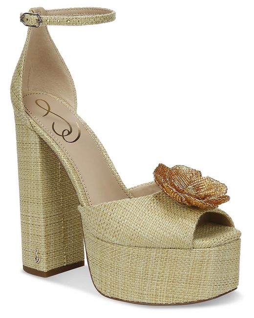 Sam Edelman Kori Flora Woven Ankle Strap Platform Sandals in Metallic ...