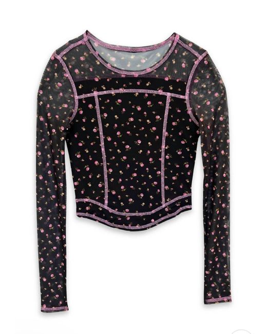KatieJnyc Tween Girls Romi Long Sleeve Mesh Top in Black | Lyst