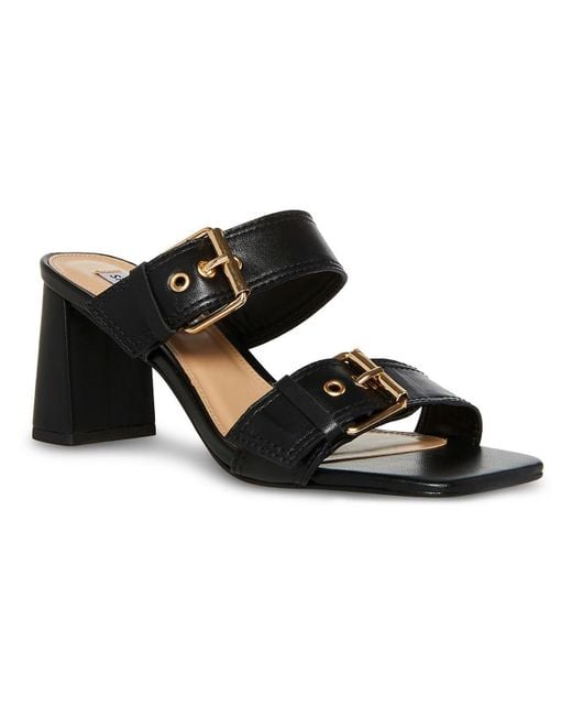 Steve Madden Loreli Leather Square Toe Block Heel In Black Lyst
