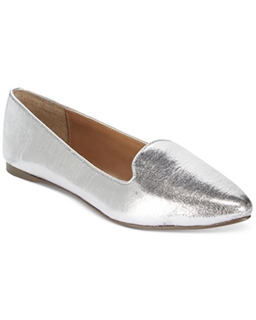 Report Collection Roth Metallic Faux Leather Ballet Flats in White | Lyst