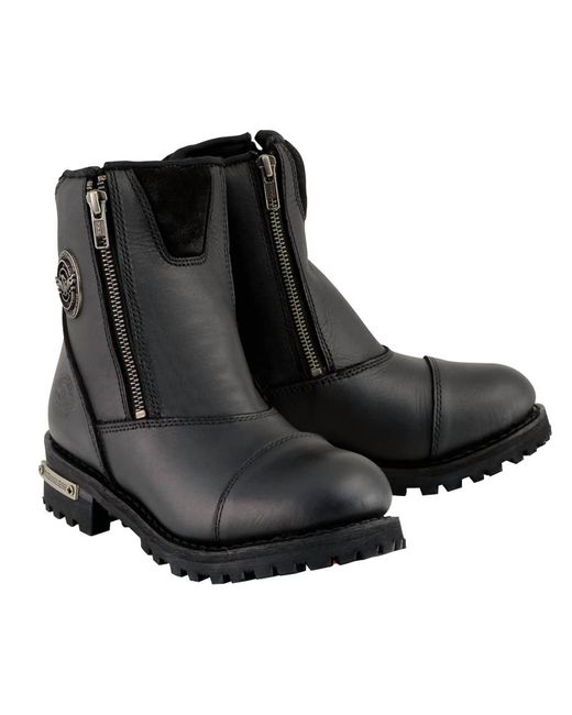 Milwaukee Leather Smooth Double Sided Zipper Entry Boots in Black for ...