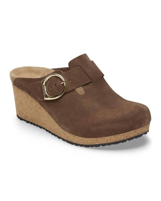 Birkenstock Fanny Ring-Buckle Suede Leather Clog in Brown | Lyst