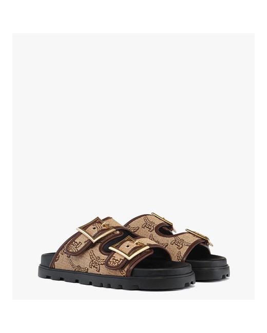 MCM Raffia Sandals in Brown | Lyst