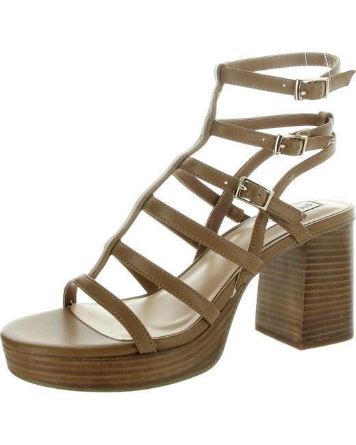 Steve Madden Devin Strappy Faux Leather Block Heel in Brown | Lyst