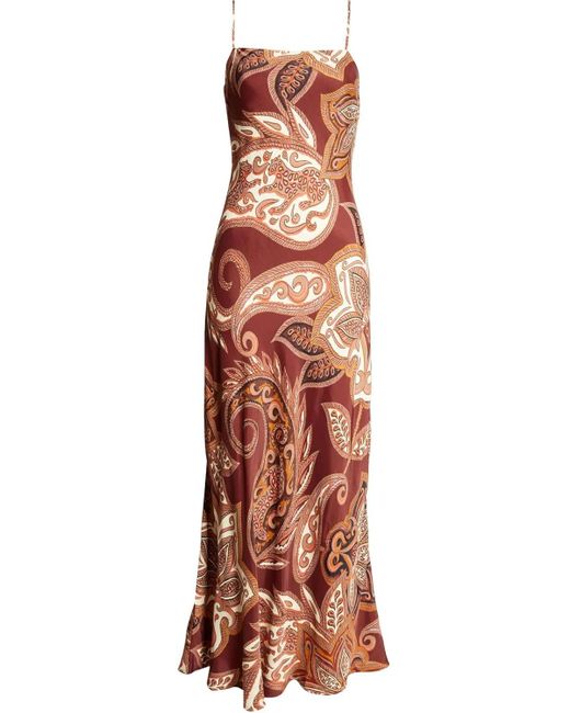 FARM Rio Maxi Slip Dress, Leopard Paisley Burgundy | Lyst