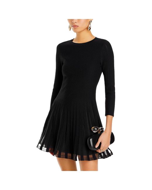 MILLY Tabitha Long Sleeve Short Mini Dress in Black | Lyst