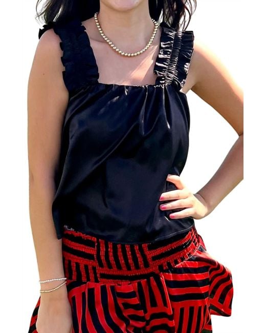 Adrienne Zoey Ruffle Shirred Swing Tank in Blue | Lyst