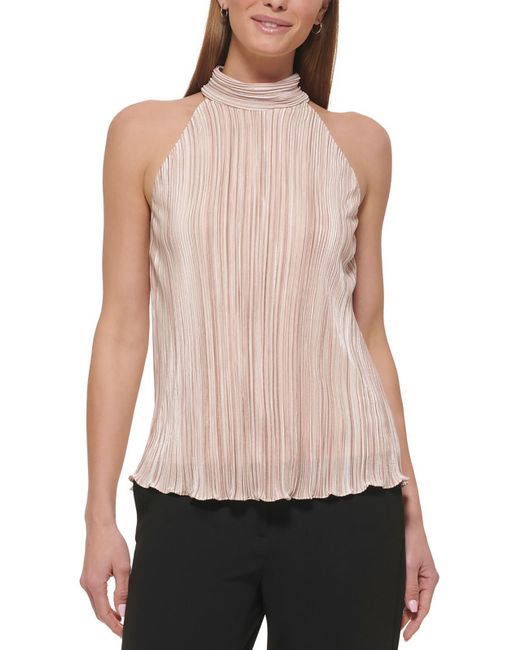 DKNY Shutter Pleat Halter Shell in Pink | Lyst