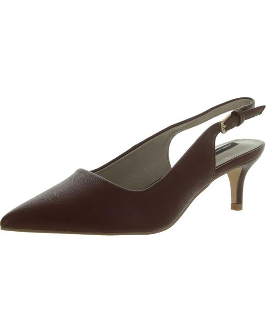 French Connection Quinn 1 Faux Leather Adjustable Kitten Heels in Brown ...