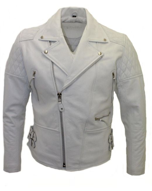 Infinity Leather Cowhide Leather Biker Jacket-Nassau in Gray for Men | Lyst