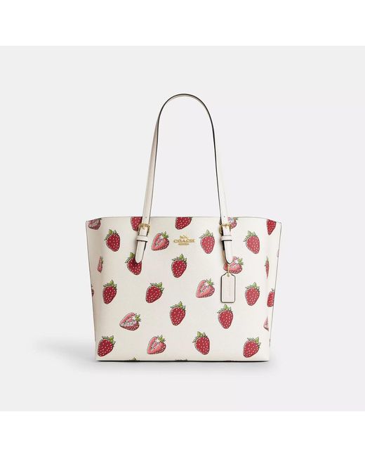 COACH Mollie Tote Bag With Strawberry Print in Pink | Lyst