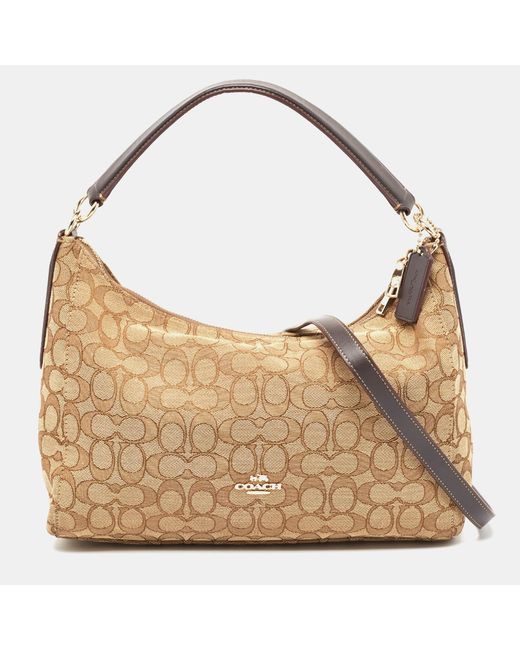 COACH Signature Canvas East West Celeste Hobo in Natural | Lyst