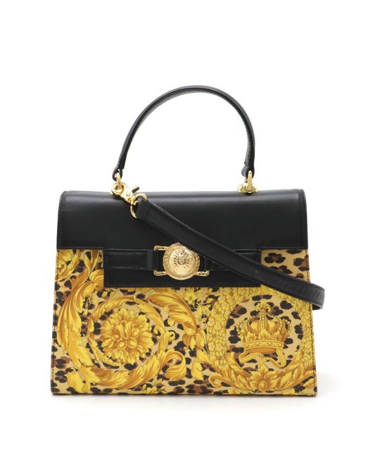 Versace Gianni Sunburst Barocco Leopard 2Way Handbag Pvc Leather in ...