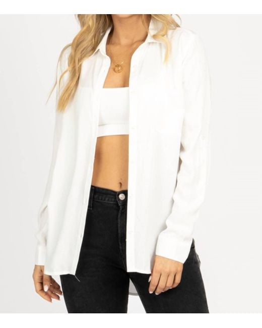 Trend:Notes Lightweight Button Front Blouse in White | Lyst