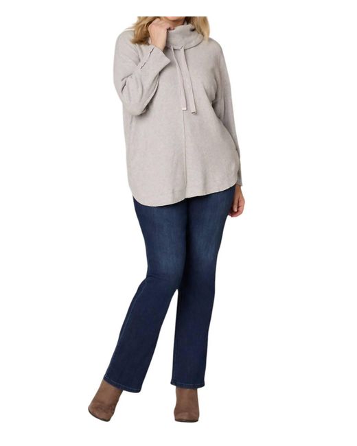 Democracy Long Sleeve Cowl Neck Mitered Front Plus Size Knit Tunic With ...