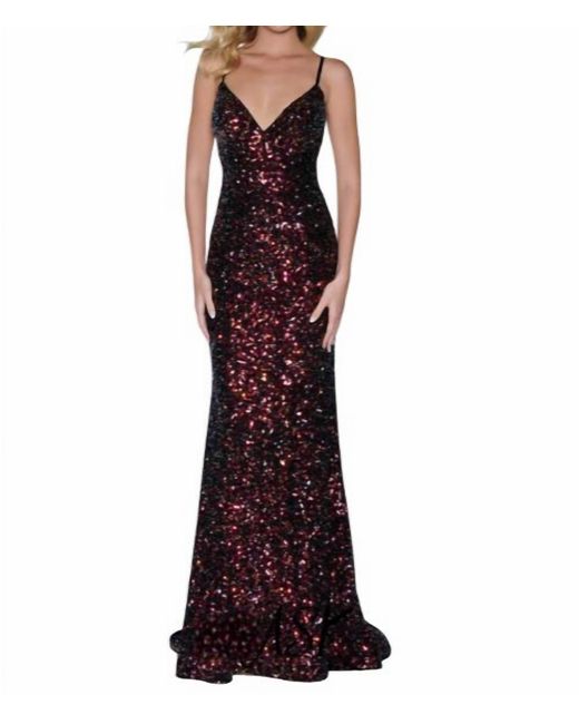 Splash Prom Sequin Fitted Gown in Purple | Lyst