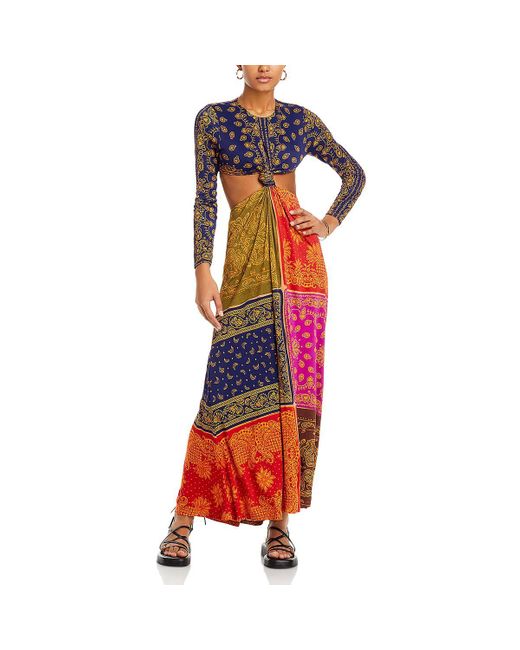 FARM Rio Patchwork Paisley Maxi Dress in Red | Lyst