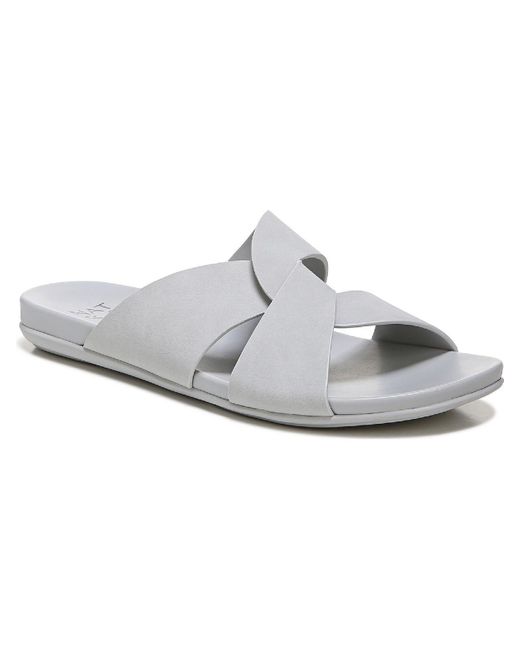 Naturalizer Genn Flight Faux Leather Slip On Slide Sandals In Gray Lyst