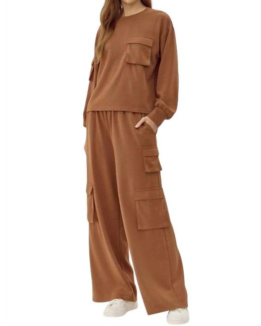 Jodifil Athletic Top And Cargo Pants Set in Brown | Lyst