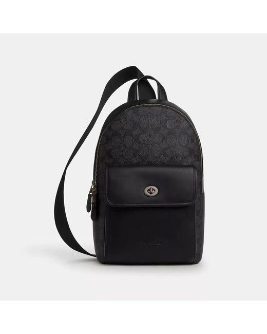 COACH Turnlock Sling Pack in Black | Lyst
