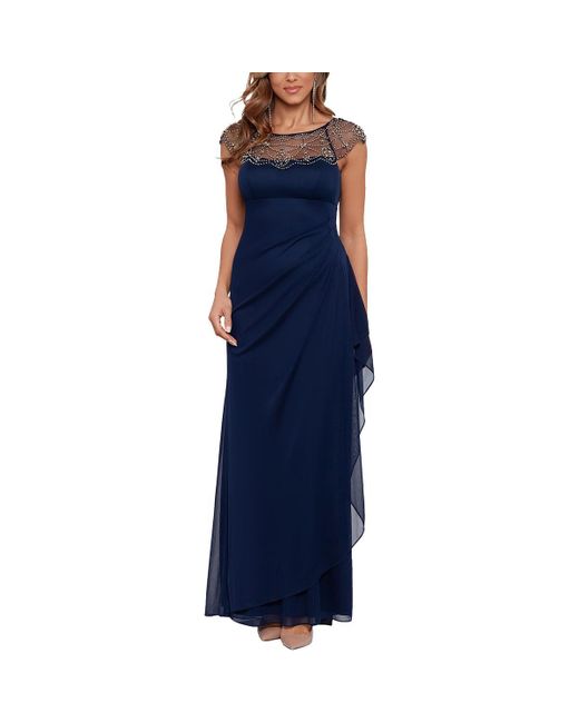 X by Xscape Beaded Long Evening Dress in Blue | Lyst