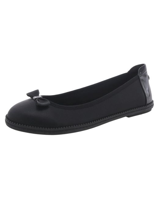 Anne Klein Ember Faux Leather Round Toe Ballet Flats in Black | Lyst