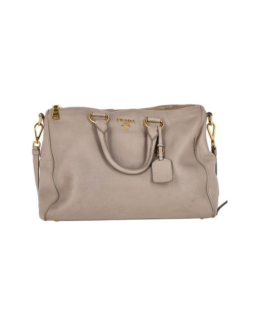Prada Two-way Vitello Daino Small Satchel in Natural | Lyst