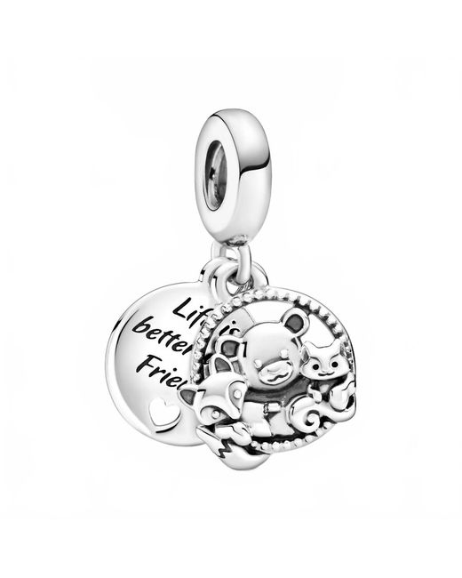 PANDORA Bear Fox & Squirrel Charm in White | Lyst