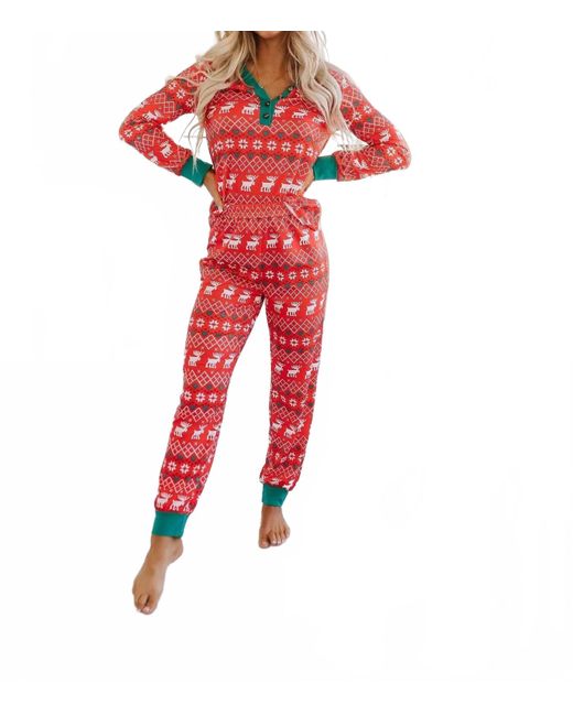 Liam & Company Nordic Christmas Pajama Set in Red | Lyst