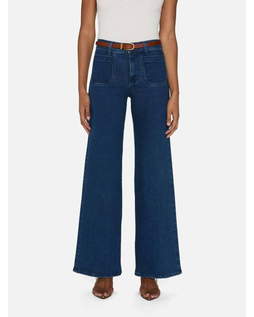 FRAME Le Slim High Rise Wide-Leg Flare Pants in Blue | Lyst