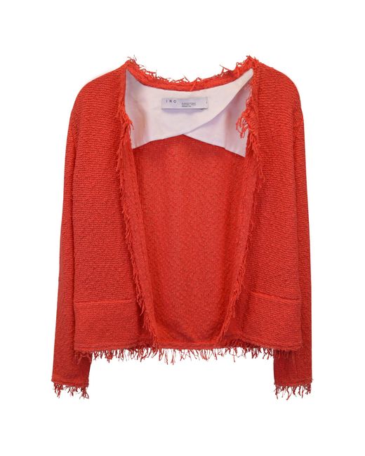 IRO Tweed Fringe Open Evening Jacket in Red | Lyst
