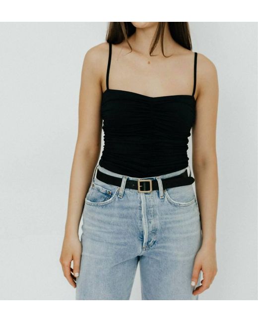 Tibi Stretch Light Weight Tech Knit Shirred Cami in Black | Lyst