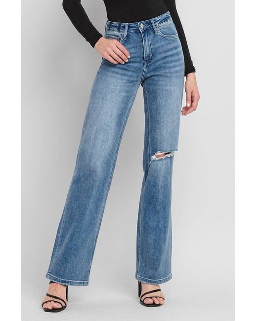 Risen 90's Vintage Flare High Rise Jeans in Blue | Lyst
