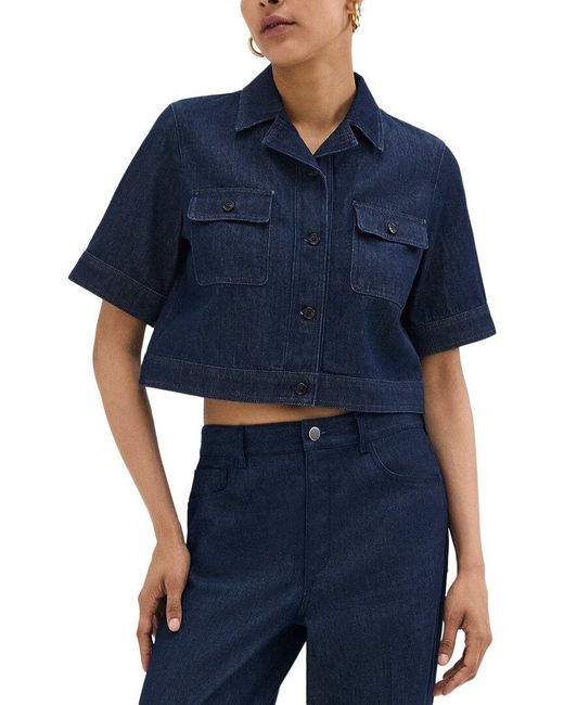 Theory Denim Boxy Jacket in Blue | Lyst