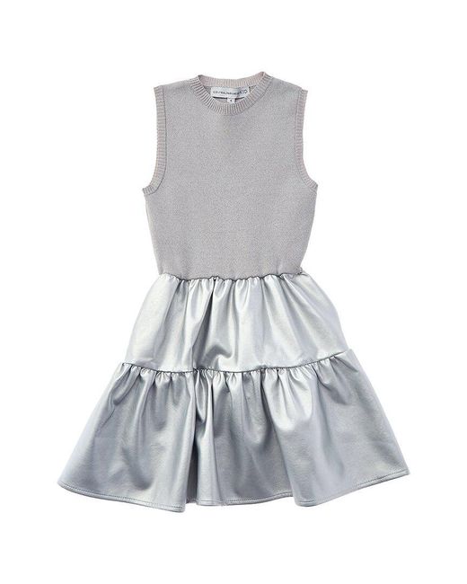 Central Park West Phoebe Mixed Media Dress in Gray | Lyst