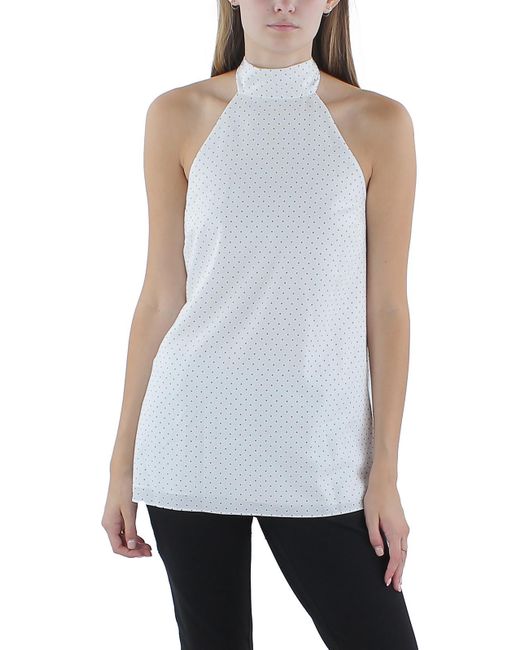 Halston Loren Polka Dot Open Back Halter Top in White | Lyst