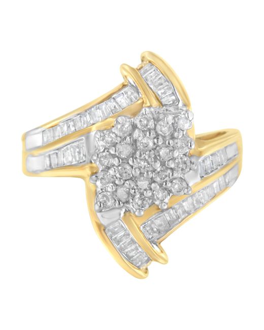 Haus of Brilliance 10K Round And Baguette-Cut Diamond Bypass Cluster ...