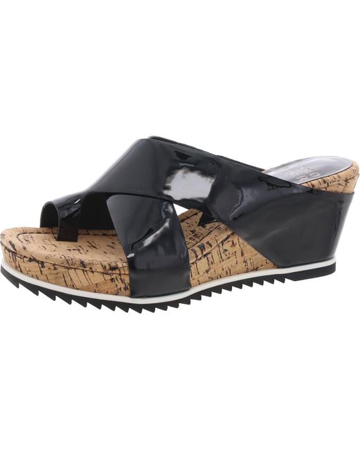 Donald J Pliner Toe Loop Cork Wedge Sandals in Blue | Lyst