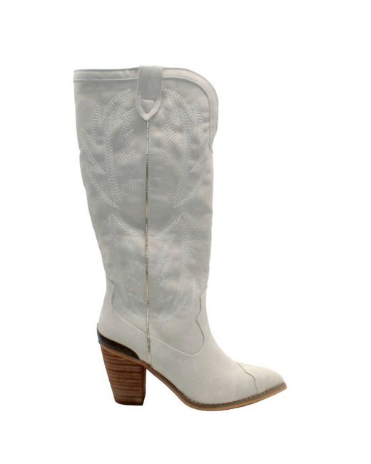 Volatile Prestone Faux Leather Embroidered Boots in Gray | Lyst
