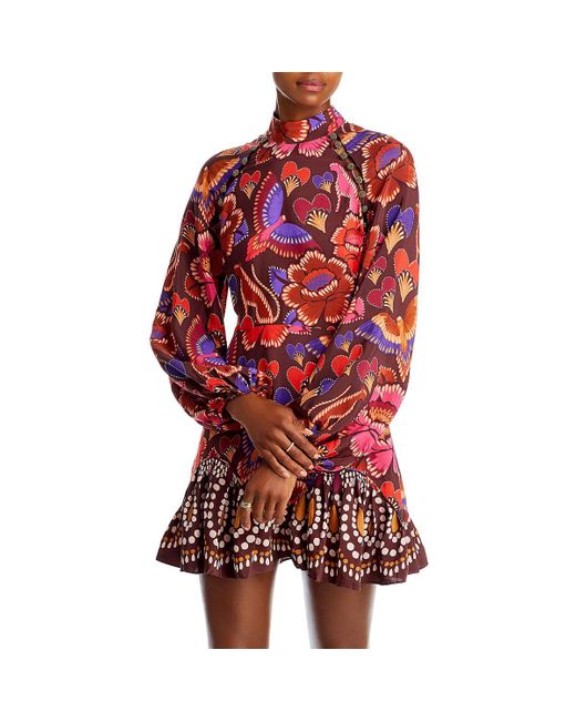 FARM Rio Floral Fit & Flare Mini Dress in Red | Lyst