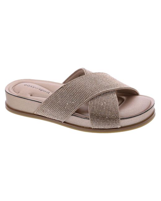 Easy Spirit Judy 5 Metallic Embellished Slide Sandals in Brown | Lyst