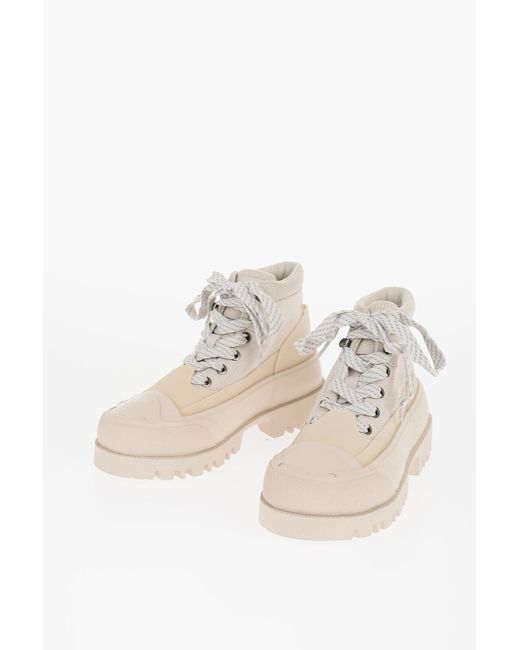 DIESEL Canvas D-Hiko Bt X Hiking Boots With Tank Sole in White | Lyst