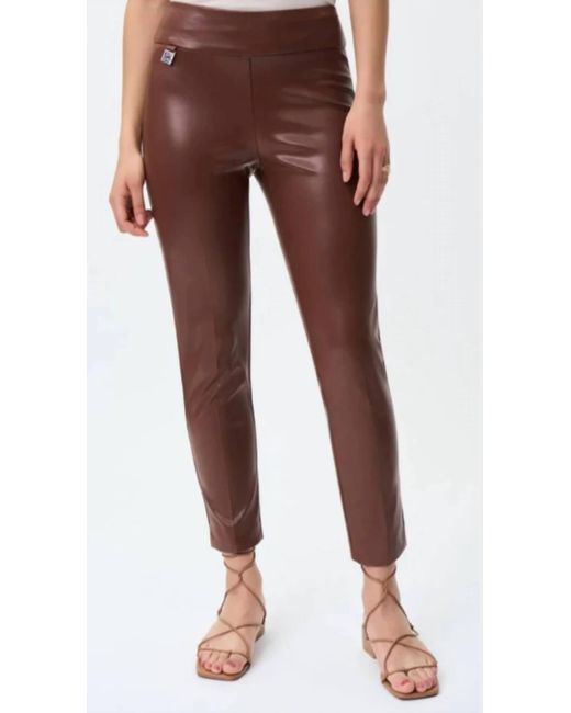 Joseph Ribkoff Espresso Leather Pants in Red | Lyst
