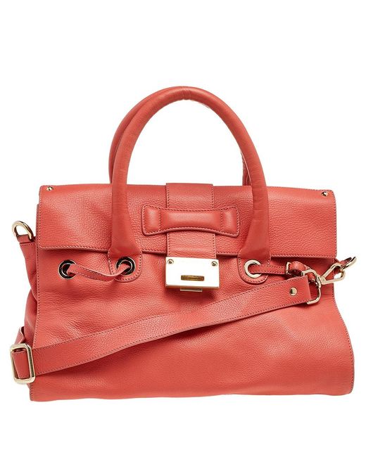 Jimmy Choo Coral Leather Rosalie Satchel in Red | Lyst