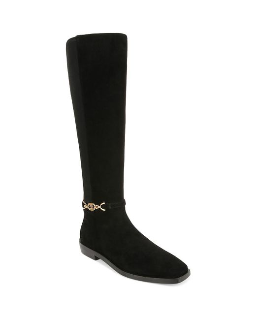 Sam Edelman Clive Leather Square Toe Knee-High Boots in Black | Lyst