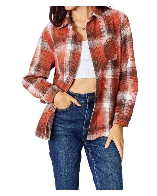 Double Take Plaid Button-Up Shirt With Contemporary Flair in Blue | Lyst