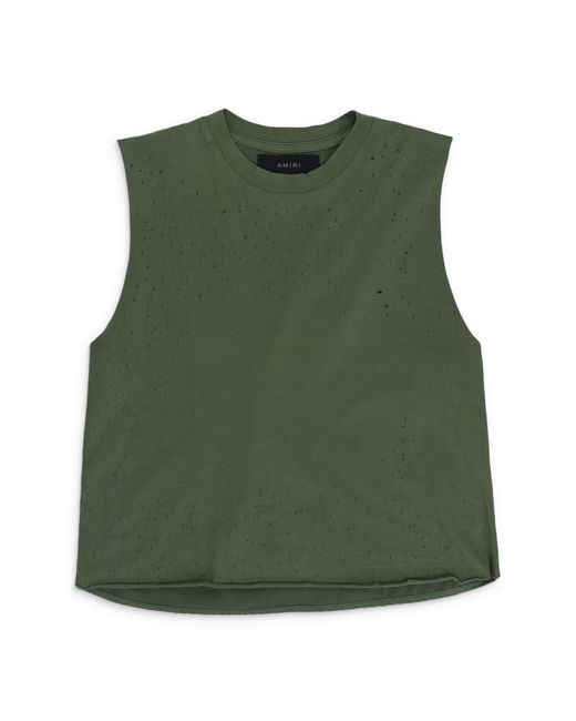 Amiri Shotgun Cropped Muscle Military Tank in Green | Lyst