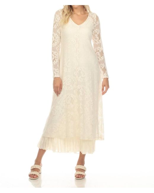 Johnny Was Tayla Lace Dress in Natural | Lyst
