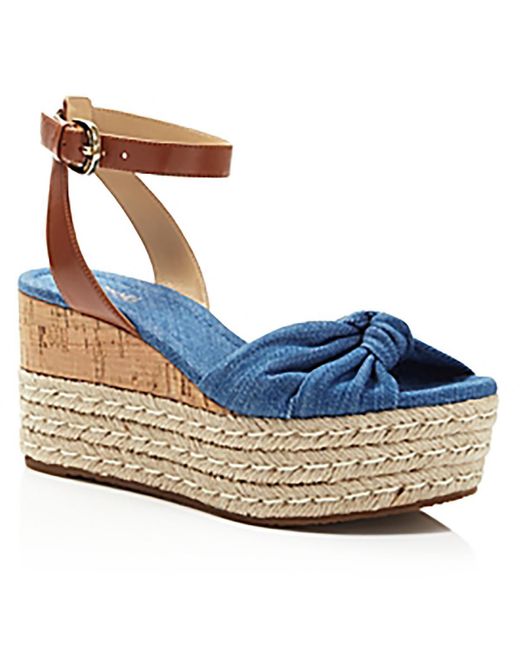 MICHAEL Michael Kors Maxwell Covered Platform Leather Wedge Sandals in ...